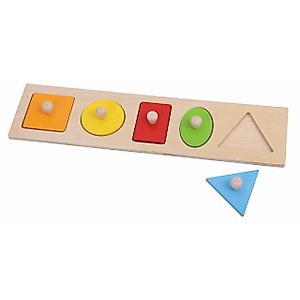 Fat Brain Toys Let's Learn Shapes! Wooden Puzzle - Classic Shape-Sorting for Preschoolers