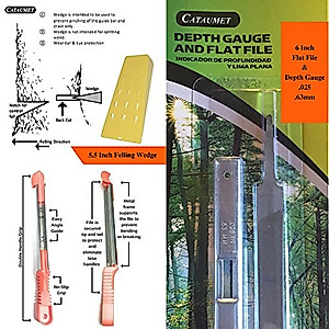 Cataumet Chainsaw Sharpener File Kit Includes 3 Round Files Sizes 5/32" 3/16" 7/32" with 3 Sharpening Guide Handles 1 Stump Vise 1 Felling Wedge 1 Flat File1 Depth Gauge 1 Wrench 1 Large Field Bag
