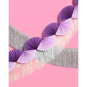 xo, Fetti Purple Paper Fan Garland - 6 Ft. | 3D Bachelorette Party Decorations, Cute Tissue Birthday Party Supplies, HBD, Hanging Photo Booth Backdrop, Girl Baby Shower Banner, Bridal Shower Decor