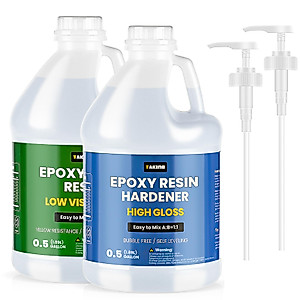 TAKIMO 68oz Crystal Clear Resin Kit,No Bubble & Not Yellowing Epoxy Resin for Coating, Casting, Table Top,DIY, Bar Top, River Tables, Resin Art, Wood with High Gloss Finish