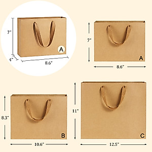 BagDream 8.6x4x7 25Pack Brown Kraft Paper Bags with Handles, Heavy Duty PaperParty Favor gift bags Retail Merchandise Bags Soft Cloth Handle Sturdy Paper Bags