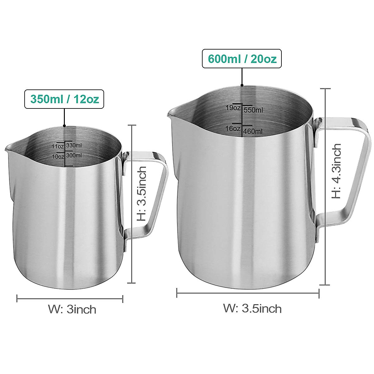ENLOY Milk Frothing Pitcher, 20oz Steaming Pitcher Stainless Steel Espresso Machine Accessories for Coffee Bar, Milk Coffee Cappuccino Latte Art, Barista Steam Pitchers Milk Jug Cup with Art Pen