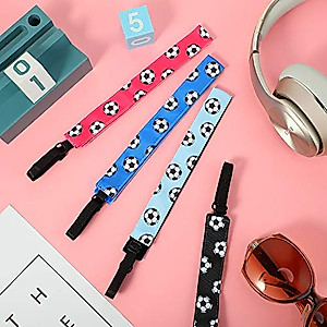 SATINIOR 4 Pieces Non-slip Soccer Headband for Girl Adjustable Football Hairband Sport (Black, Blue, Rose Red, Light Blue)