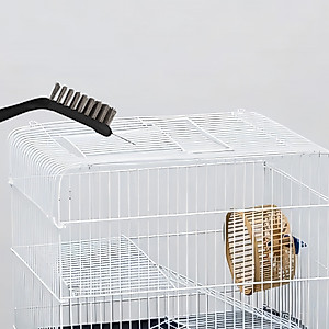 Evenpop Bird Cage Brush, Stainless Steel Long Handle Bird Droppings Cleaning Brush with Scraper, Bird Cage Cleaner for Cleaning Bird Parrot Pet Cages Kennels Perches Birdcage Accessory