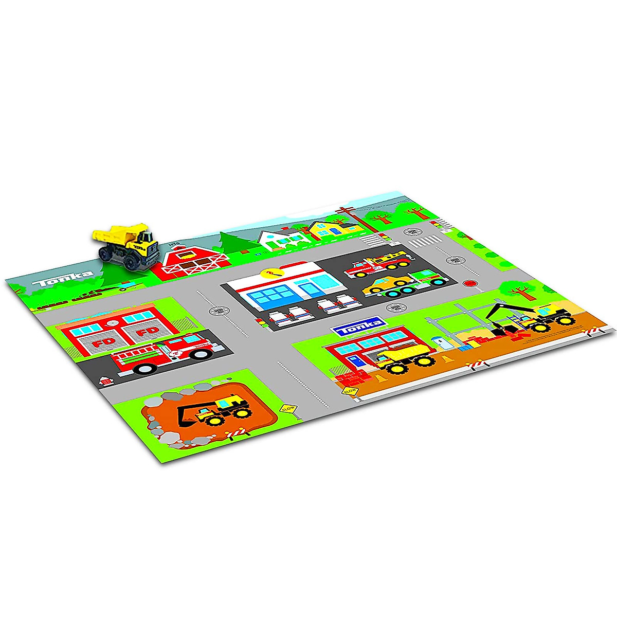 Tonka Trucks for Boys - Bundle with Tonka Truck, Playmat, Stickers and More (Tonka Dump Truck)