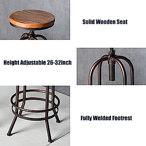 BOKKOLIK 3 Pieces Vintage Dining Table Set Industrial Pub Table and Chairs Rustic Bar Table with Stools Swivel High Top Table Height Adjustable