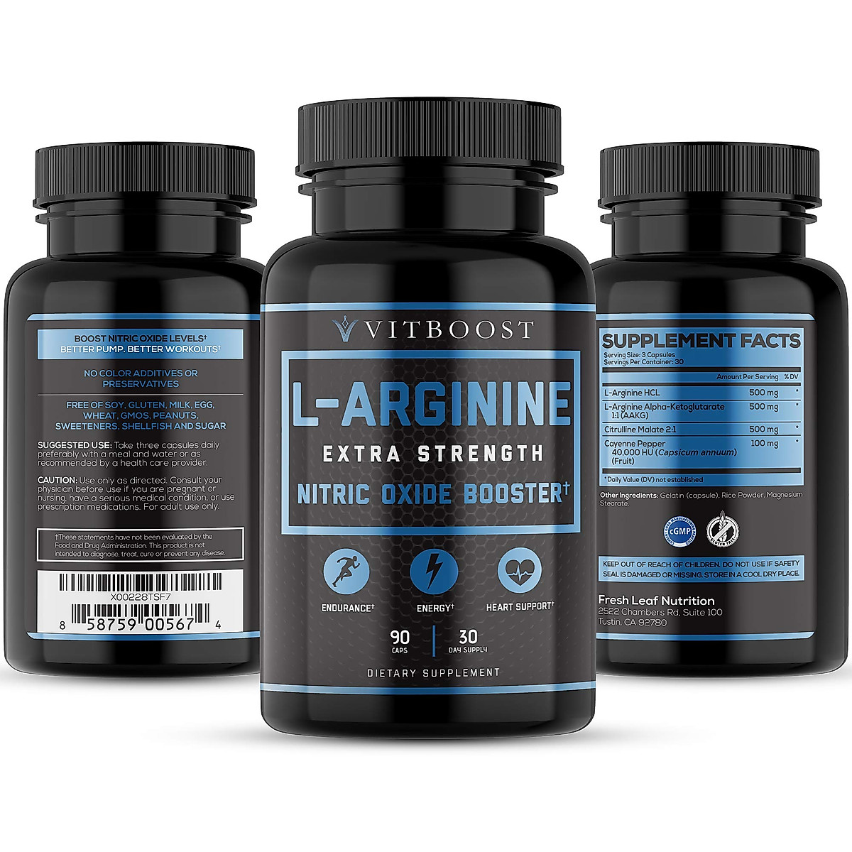 VITBOOST Extra Strength L Arginine Capsule 1500mg - Nitric Oxide Supplements for Stamina, Muscle, Vascularity & Energy - Powerful NO Booster with L-Arginine, L-Citrulline & Essential Amino Acids