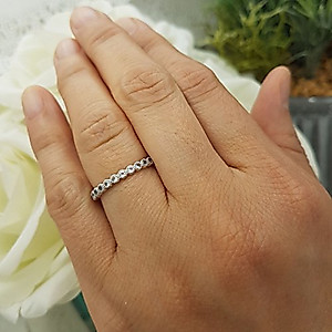 Dazzlingrock Collection Round Aquamarine Eternity Stackable Anniversary Wedding Band in 14K White Gold, Size 7.5