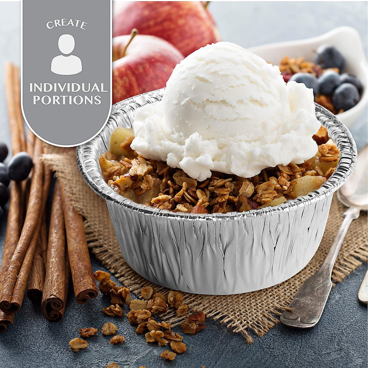 Plasticpro 4.5'' Inch Round Tin Foil Pans Disposable Aluminum, Freezer & Oven Safe Pack of 50