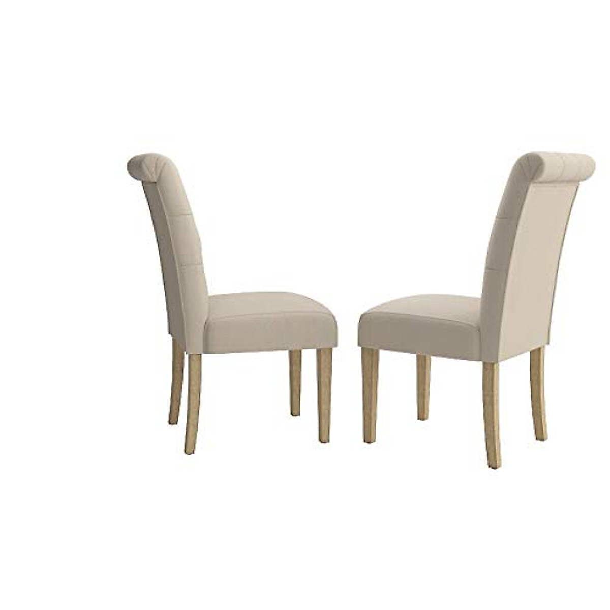 Roundhill Furniture Habit Solid Wood Tufted Parsons Dining Chair (Set of 2), Tan