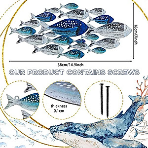 Metal Fish Wall Decor Handcrafted Fish Art Summer Metal Wall Sculpture Marine Decor for Coastal Nautical Beach or Boat Decor Collector Vacation House Blues Silver Wall Art Bedroom Bathroom Living Room