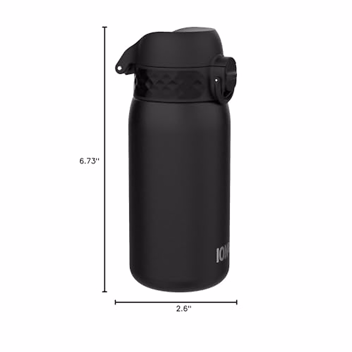Ion8 Kids Water Bottle, Steel 400 ml/13 oz, Leak Proof, Easy to Open, Secure Lock, Dishwasher Safe, Hygienic Flip Cover, Carry Handle, Easy Clean, Durable, Scratch Resistant, Carbon Neutral, Black