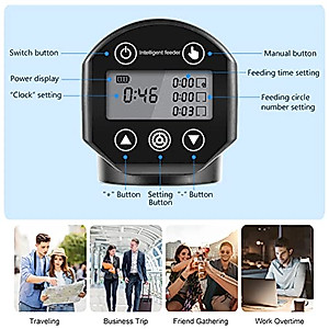 Barkmew Automatic Fish Feeder, Moisture-Proof Electric Auto Fish Feeder for Aquarium or Fish Tank, Fish Food Vacation Feeder Timer Fish Food Dispenser, 200ML, Black