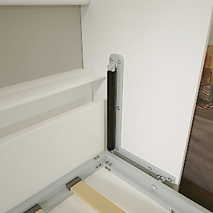 RUNWON Morden Deisgn Full Size Vertical Murphy Bed Wall Bed with Shelf and Drawers for Kids Adults Bedroom,Space Saving Hidden Bed Gas Struts