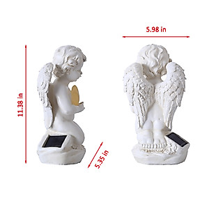 HONGRUIART Solar Powered Cherub Angel Light, Kneeling Praying Cherub Angel Statue with Solar Star Lights Garden Angel Decor for Home Outdoor Patio Lawn Mother's Day Remembrance Gifts