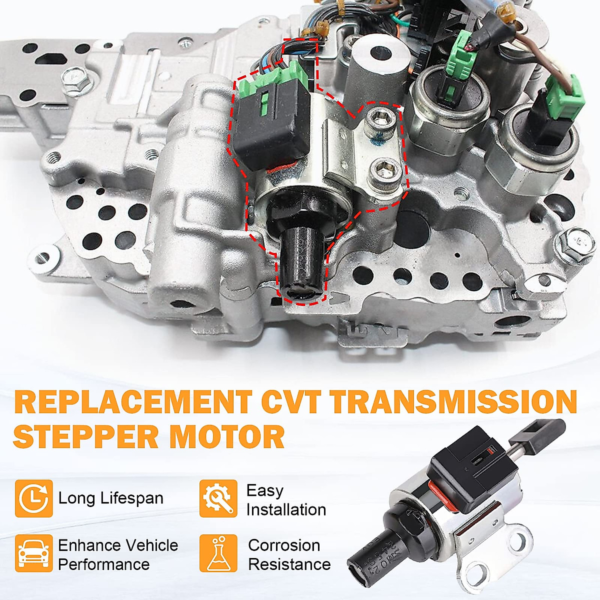 CVT Transmission Step Motor 2.0 2.5 Stepper Motor for 2009-2012 Nissan Altima Rogue SL SV AWD, 2007-2012 Sentra Dodge Caliber 2.5L 2.0L 4 Cylinder CVT Step Motor JF011E RE0F10E F1CJA Valve Body