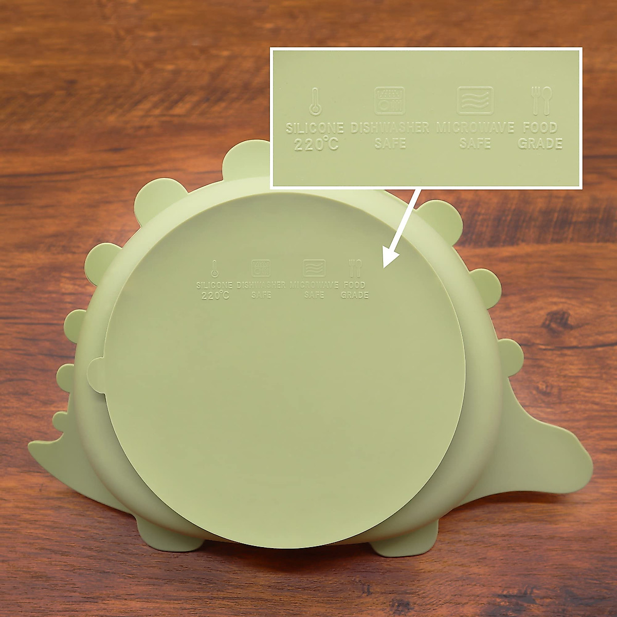 Rainbow & Butterflies |8 Piece| DINO Silicone Baby Feeding Set – |Bib, Suction Bowl, Suction Plate, Sippy Cup, 2-in-1 Straw & Snack Cup Lid, Straw & Spoon| – Food Grade Silicone, BPA Free (Olive)