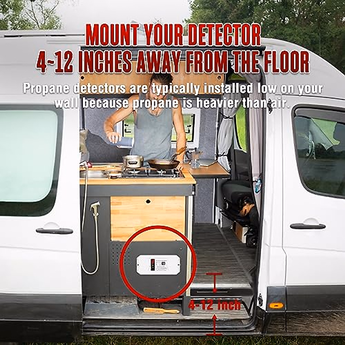 RV Propane Gas Detector, Aprvtio ALD-20 Digital RV Propane/LPG Gas Alarm 12V, 85dB Alarm, for Trailer, Motorhome,Motor Coach, Truck Camper, Equipped with 3 Brackets,Easy to Install,White