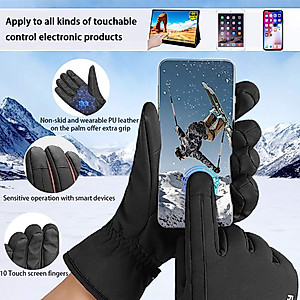 Y&R Direct Mens Winter Gloves -30℉Windproof Waterproof Warm Touch Screen Gloves for Outdoor Work Cycling (Large)