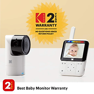 KODAK Cherish C225 Video Baby Monitor - Tilt/Pan/Zoom Camera, 2.8" HD Screen, Hi-res Camera, Remote Zoom, Two-Way Audio, Night-Vision, Long Range, WiFi, Mobile App
