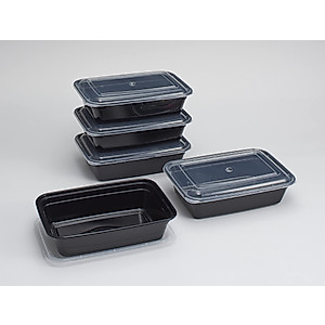 Deahun Mainstays 5 Pk 4.2 Cups Rectangular Plastic Meal Prep, Clear Lids and Black Containers
