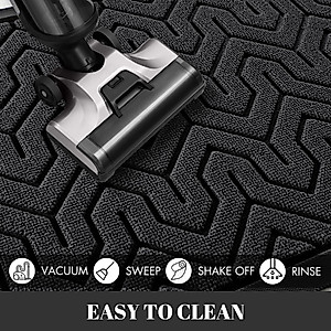 Yimobra Front Door Mat Outside Entrance, 47x24 Waterproof Outdoor Indoor Welcome Mat, Heavy Duty Doormat, Low Profile, Non Slip Garge Porch Entryway Mat, Easy Clean, Black