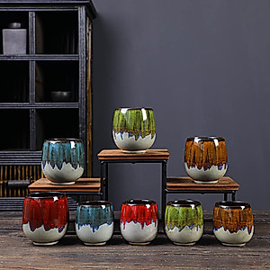 FLJZCZM Espresso Cups Ceramic Kiln-Change Small Espresso Coffee Cup Spirits Cups Tasting Cups Ceramic Mate Cup Set of 4 (4 colors)