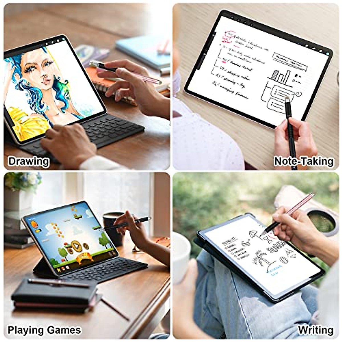 CCIVV Stylus Pen 2 in 1 Fine Point & Mesh Tip for Touch Screen, Compatible for Tablet and Cellphone (1Pc, Rose Gold)