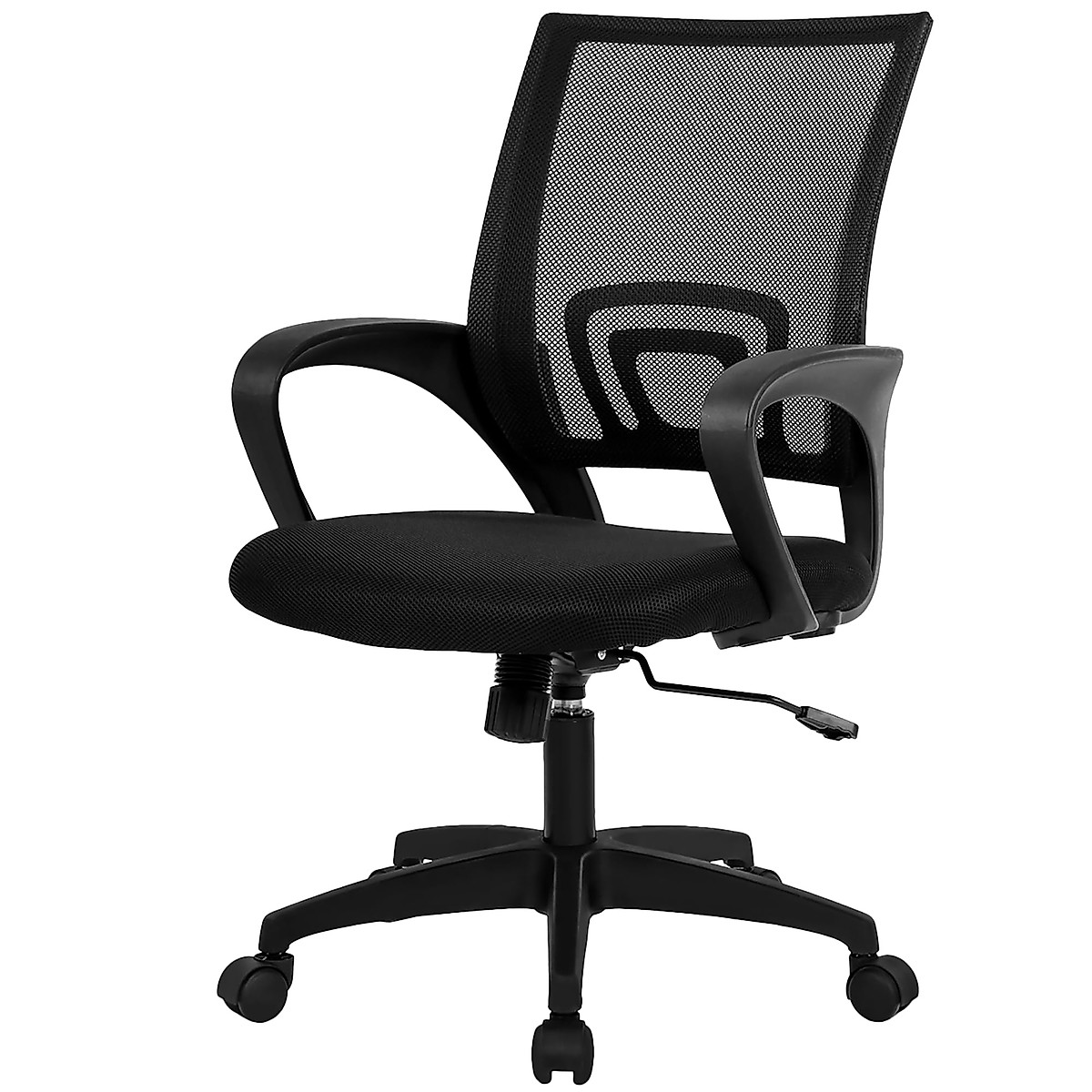 Furniture of America Knoll Ergonomic Desk Chair, Mesh Computer Chair with Lumbar Support& Armrest, Adjustable Home Mid Back Task Chair Modern Executive Rolling Swivel for Home Office, Black