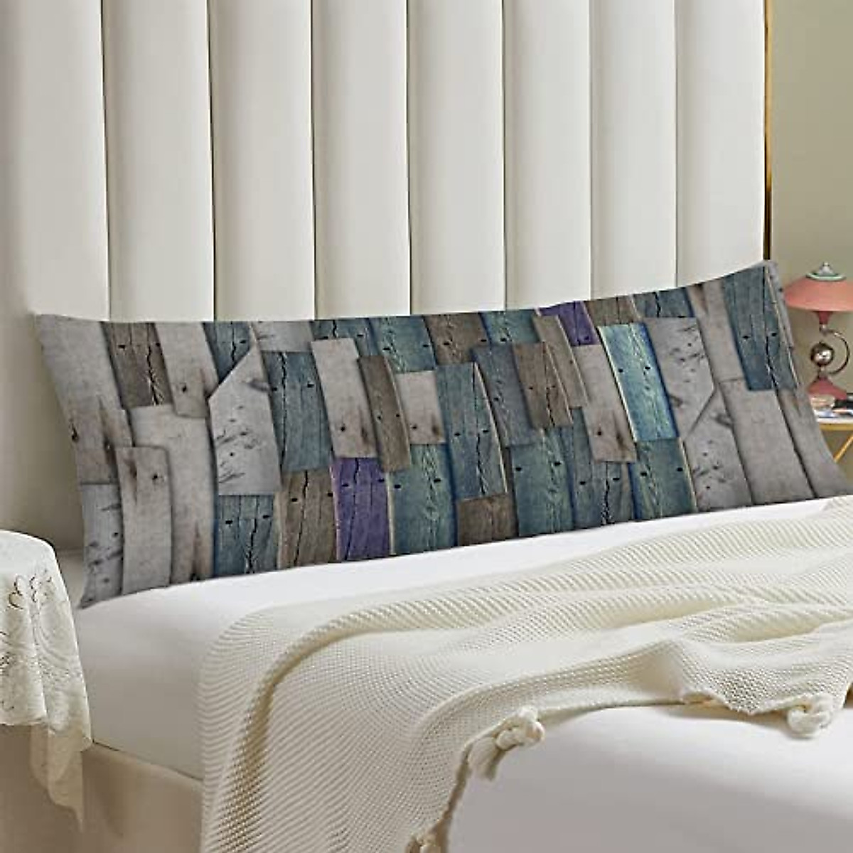 Body Pillow Cover,Depositphotos Rustic Wooden Board Blue Grey Grunge Planks Printed Long Pillow Cases Protector with Zipper Decor Soft Large Covers Cushion for Beding,Couch,Sofa,Home Gift 20"x54"