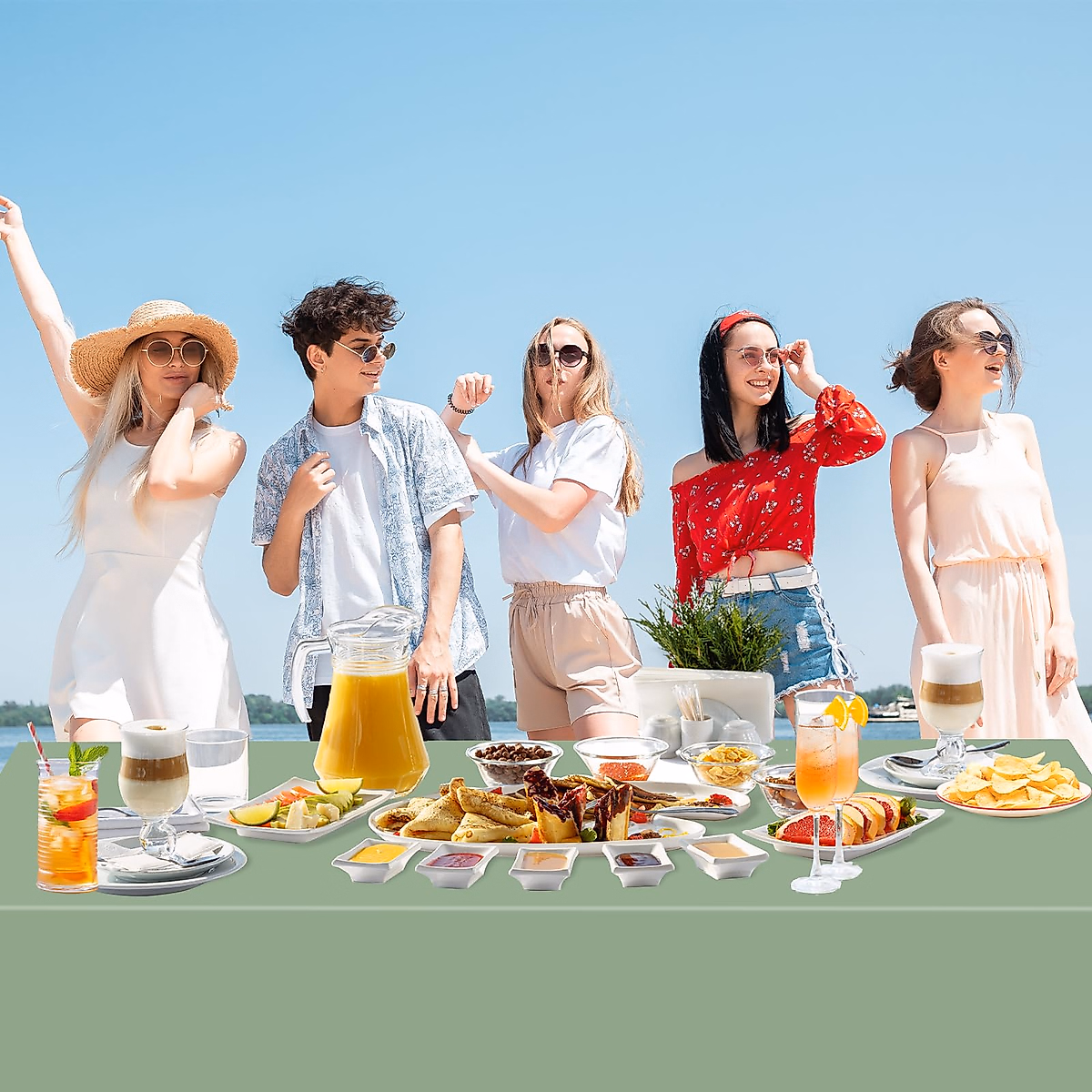 WNINK 6 Pcs Sage Green Plastic Tablecloth for Rectangle Tables Waterproof Green Disposable Table Cover Green Tablecloths for Birthday Wedding Bridal Shower Engagement Parties (54 x 108 Inch)