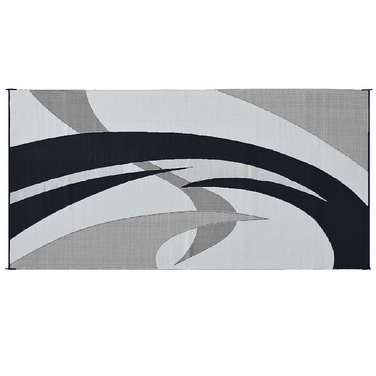 Stylish Camping 159181 9-feet by 18-feet Reversible Mat, Plastic Straw Rug, Large Floor Mat for Outdoors, RV, Patio, Backyard, Picnic, Beach, Polypropylene (PP) , Camping (Black/White)