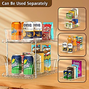 Fabspace Pull-out Home Organizer, 2 Pack 2 Tier Clear Bathroom Organizer with Dividers, Multipurpose Vanity Counter Tray, Kitchen, Closet Organizers, Cabinet & Storage Container Bins