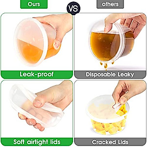 ZIZOTI [50 Pack,16oz] Combo Food Storage Containers with Lids, Airtight Deli Food Containers w 10 Spoons, BPA-Free Leakproof Takeout Meal Prep Dishwasher, Microwave, Freezer Safe