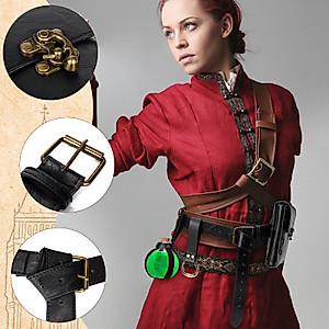 Magibag Renaissance Belt Pouch Waist Bag Pouch Skirt Hike Medieval Bag Ren Faire Costume Accessories for Halloween (Potion Bottle-Black)