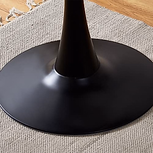 Modern Round Dining Table with Faux Marble Top for Kitchen Bar Patio Drop Leaf Table with Metal Base for Dining Room