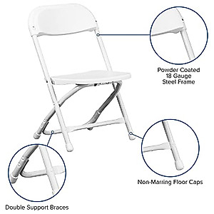 Flash Furniture 2 Pack Kids White Plastic Folding Chair