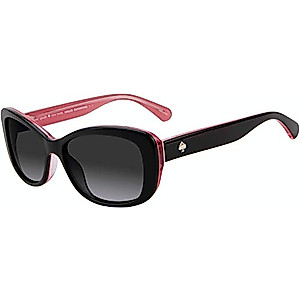 kate spade new york Claretta/S 03H2/WJ 53MM Black Pink/Gray Sf Polarized Rectangular Sunglasses for Women + BUNDLE with Designer iWear Eyewear Kit