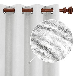 Deconovo Total Blackout Curtains Linen Curtains Room Darkening Curtains with Grommets for Bedroom Living Room Kids Room,Greyish White,52Wx95L in,2 Panels