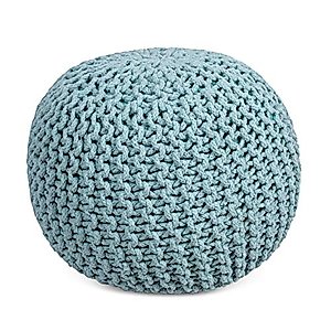 BIRDROCK HOME Round Floor Pouf Ottoman | Cotton Braided Foot Stool | Bedroom and Living Room Home Furniture | Sage Green