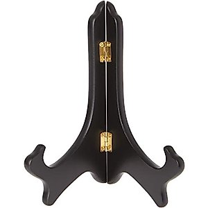 Bard's Hinged Black MDF Wood Plate Stand, 8" H x 7" W x 4.75" D (For 8" - 10" Plates), Pack of 2