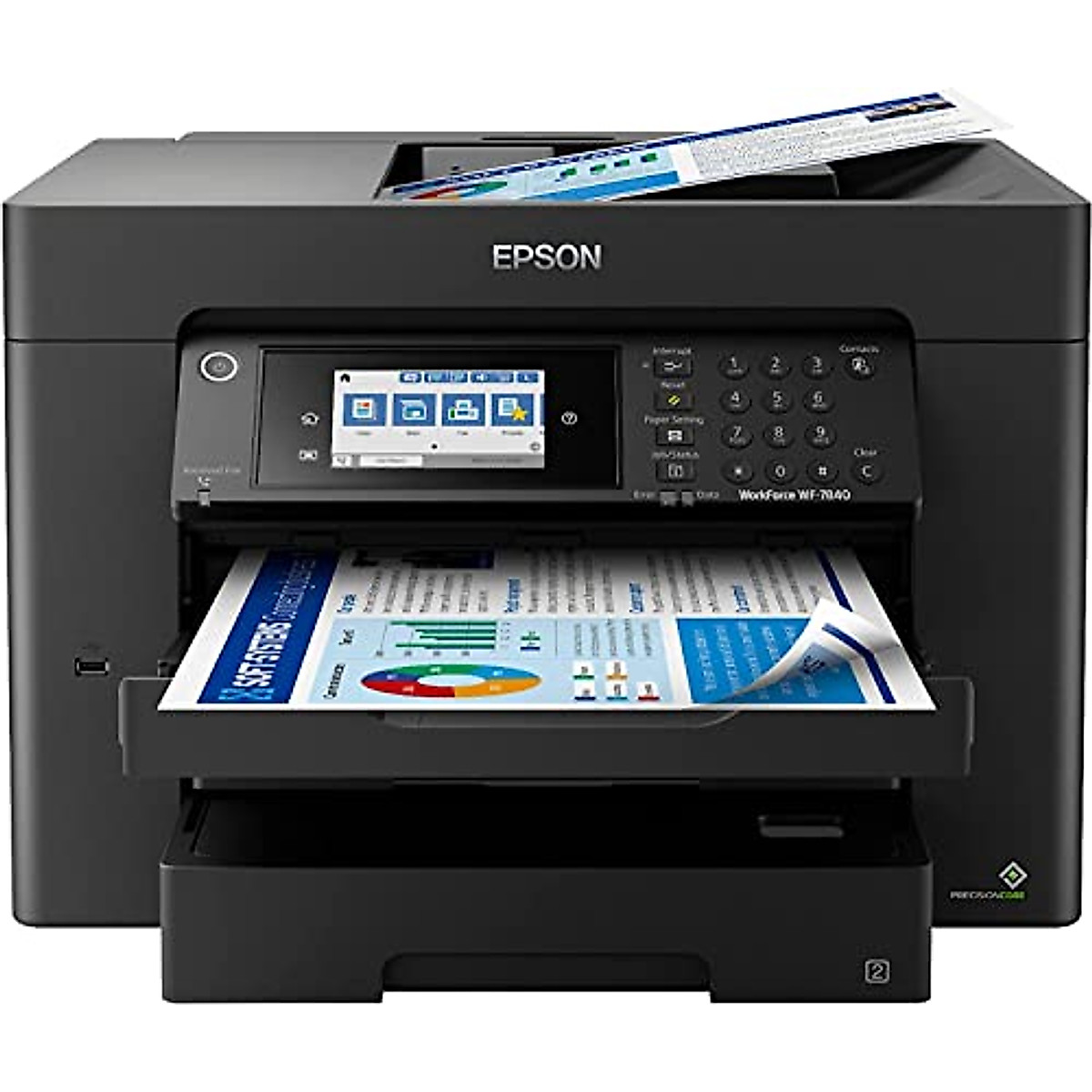 Epson Workforce Pro WF-7840 Wide-Format All-in-One Wireless Color Inkjet Printer, Black - Print Scan Copy Fax - 4.3" LCD, 25 ppm, 4800x2400 dpi, 13"x19", 50-Sheet ADF, Auto 2-Sided Printing, Ethernet