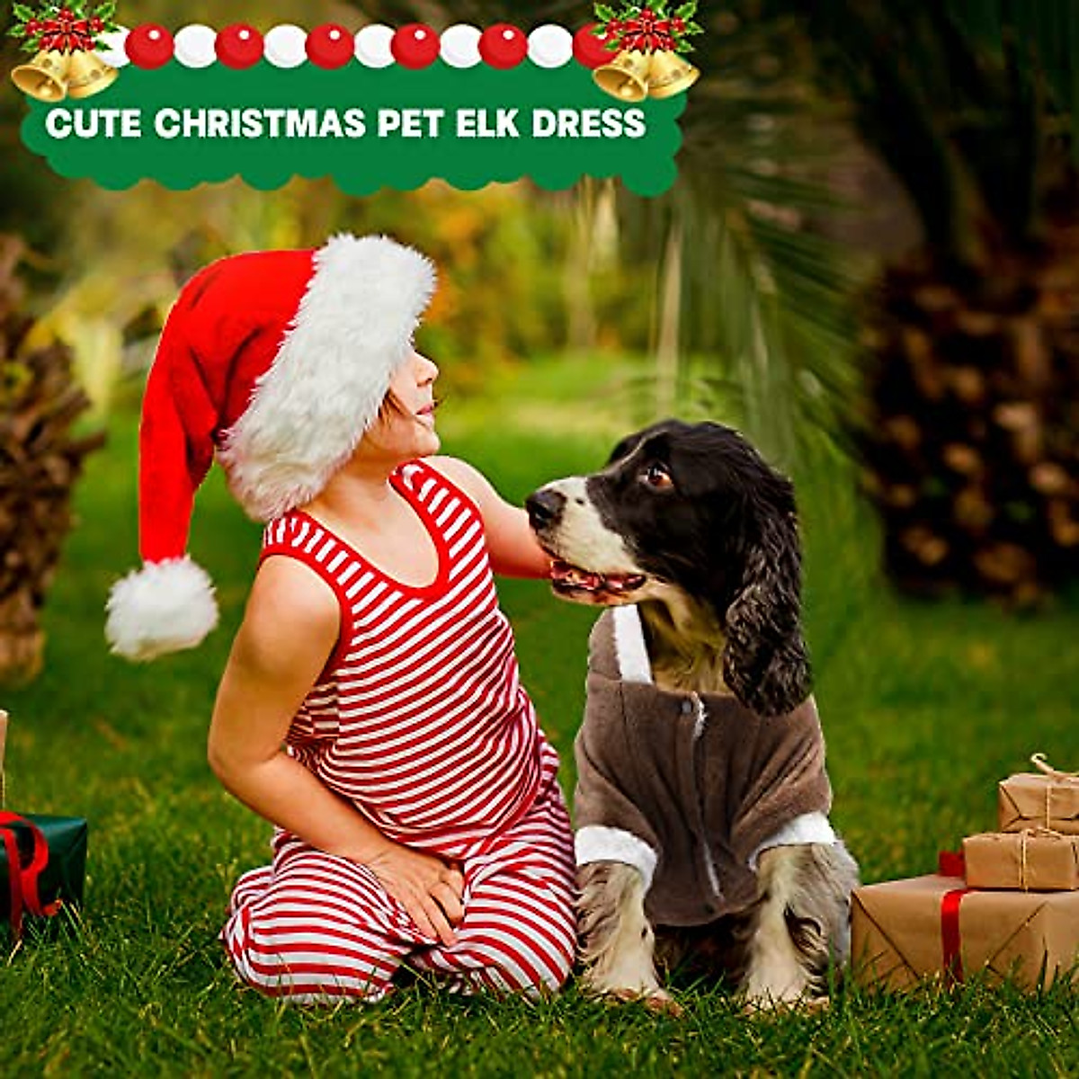 Christmas LED Reindeer Dog Costume Ultra Soft Elk Puppy Jumpsuits Light-up Dogs Sweater Coral Velvet Fleece Hoodie Coat Winter Warm Pet Hoodies Cute Cat Jacket Clothes (Medium)