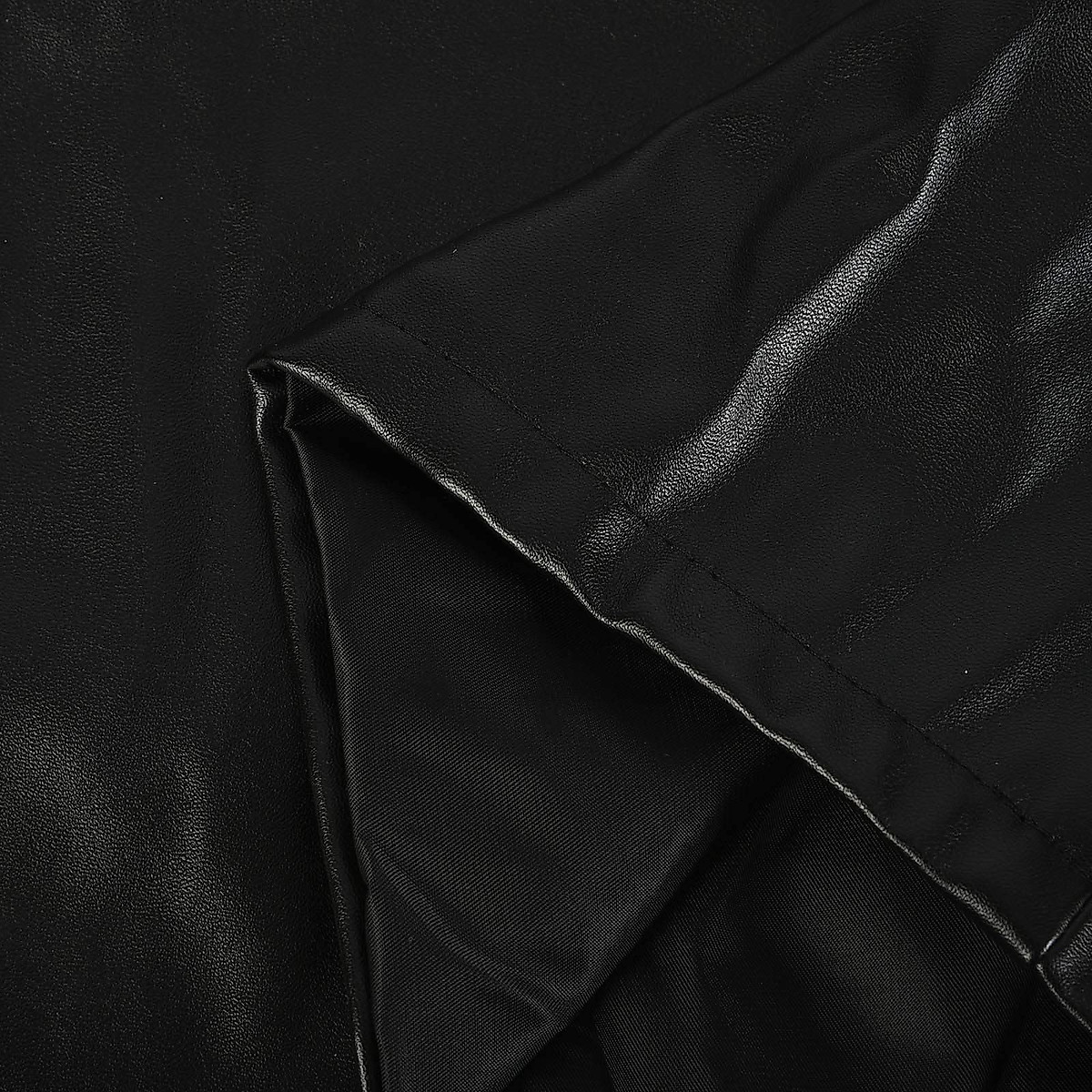 BADHUB Men's Gothic Shiny Pu Leather Shorts Metallic Style Elastic Long Drawstring Loose Comfortable Pouch Moto Short Pants