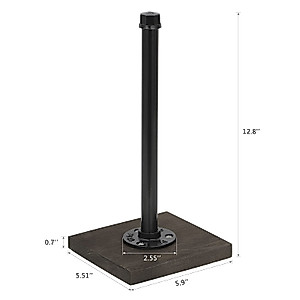 LIANTRAL Paper Towel Holder Stand, Free-Standing Farmhouse Kitchen Countertop Paper Towel Roll Dispenser with Wood Base (Rustic Brown)