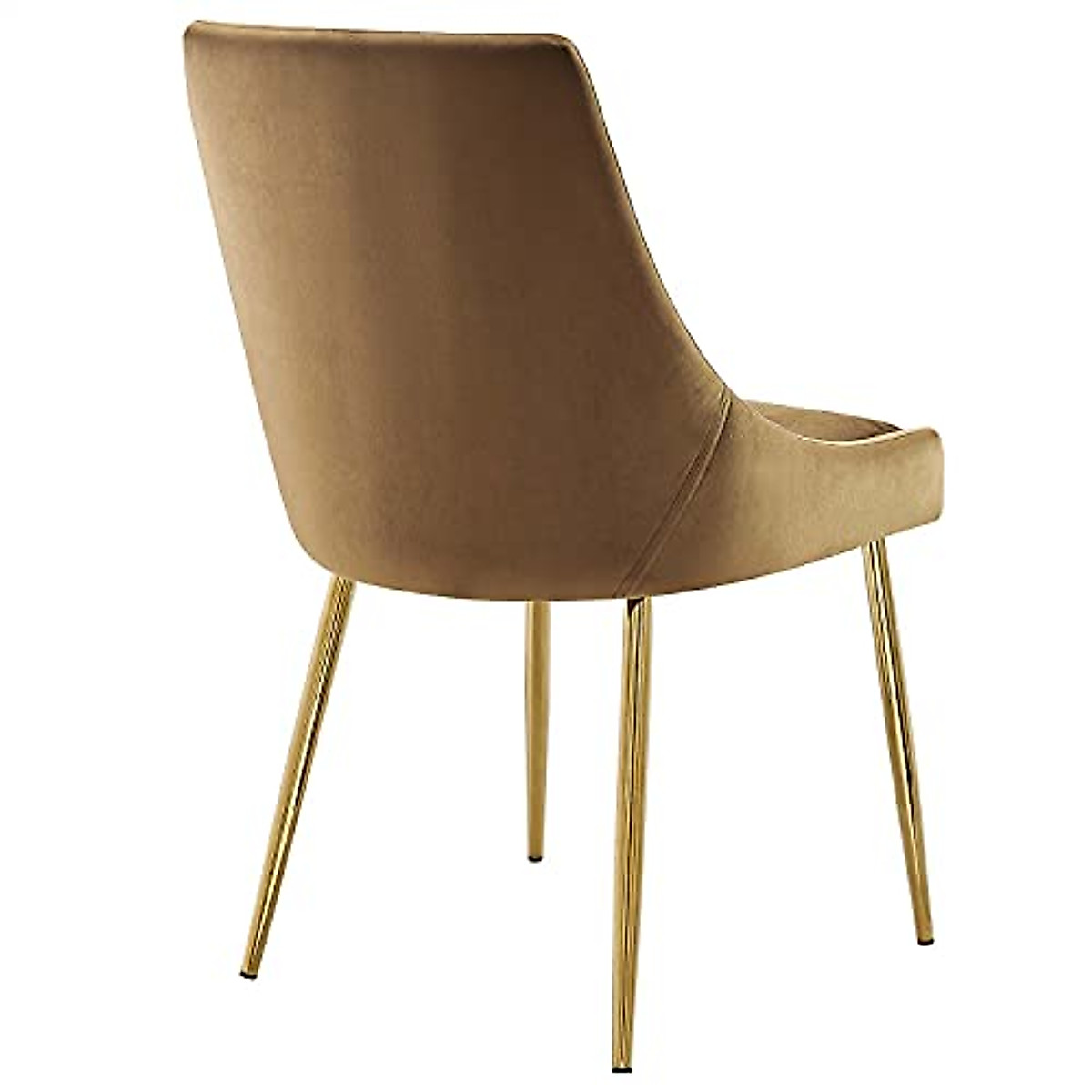 Modway Viscount Performance Velvet Upholstered Side Dining Chairs Set of 2, Gold Cognac