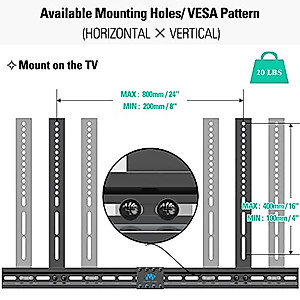 Mounting Dream Full Motion TV Wall Mount and Soundbar Bracket Bundle, TV Bracket for 26-55 Inch TVs, Max VESA 400x400mm and 60 LBS, Sound Bar Bracket for Soundbar with Holes/Without Holes Up to 13 LBS
