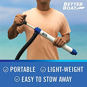 Manual Bilge Pump for Boats Kayak Canoe Hand Water Pump | Siphon Pump Bailer Kayaking Boat with Hose Portable Held 20 Gallons Per Minute Suction Marine Grade Regular