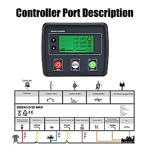 DSE4520 Genset Controller, Generator Controller, Self Starting LCD Display Auto Start Genset Controller with 3‑Phase Mains Detection Control Board for Gasoline Engine