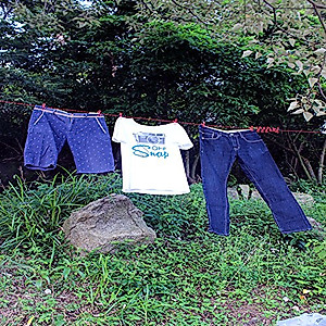 Travel Clothesline,4m/13ft Portable Retractable Adjustable Clothes Line Rope with 1 Waterproof Bag, 12 Clothespins, 13 Anti-Skid Clips for Outdoor and Indoor(Blue)